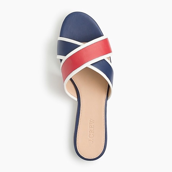 J. Crew | Shoes | J Crew Colorblock Leather Slide Sandals | Poshmark